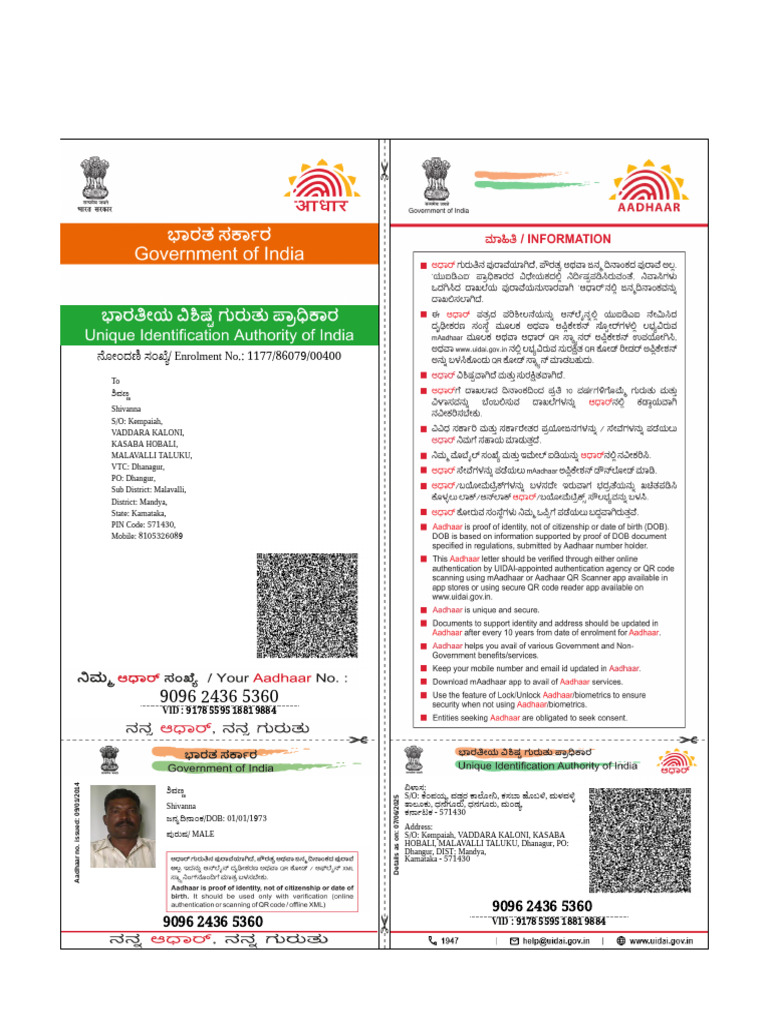 Shivanna aadhar | PDF