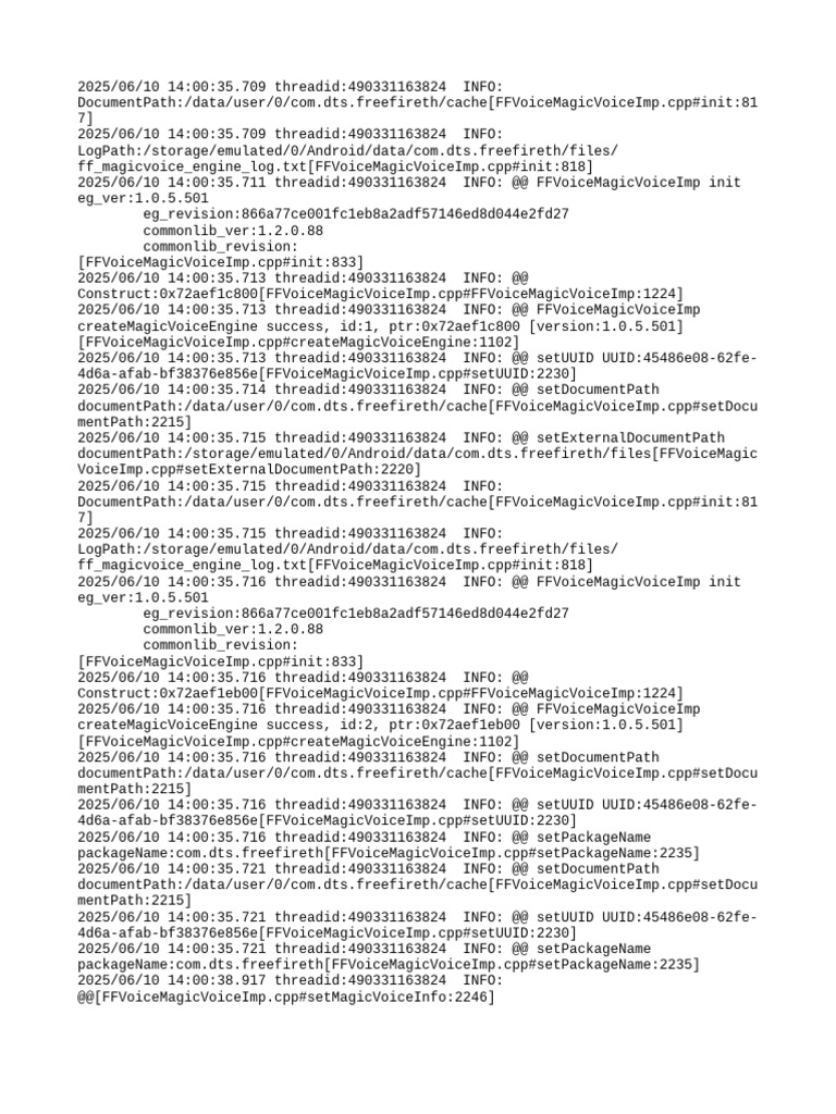 Free Fire Voice Engine Log Report | PDF | Computing | Computer Architecture