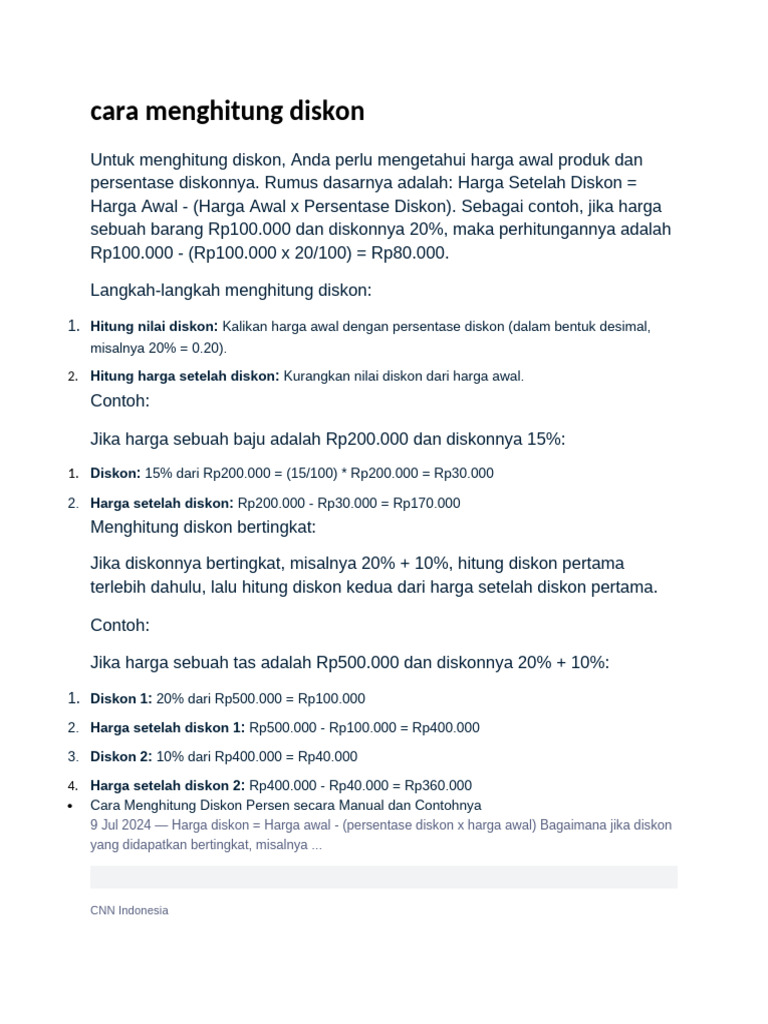 Cara Menghitung Diskon | PDF