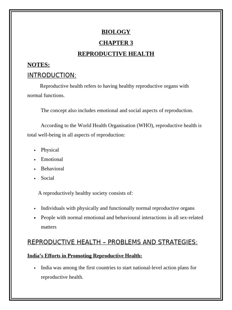 BIOLOGY Chapter 3 Notes | PDF | Sexually Transmitted Infection | Birth ...