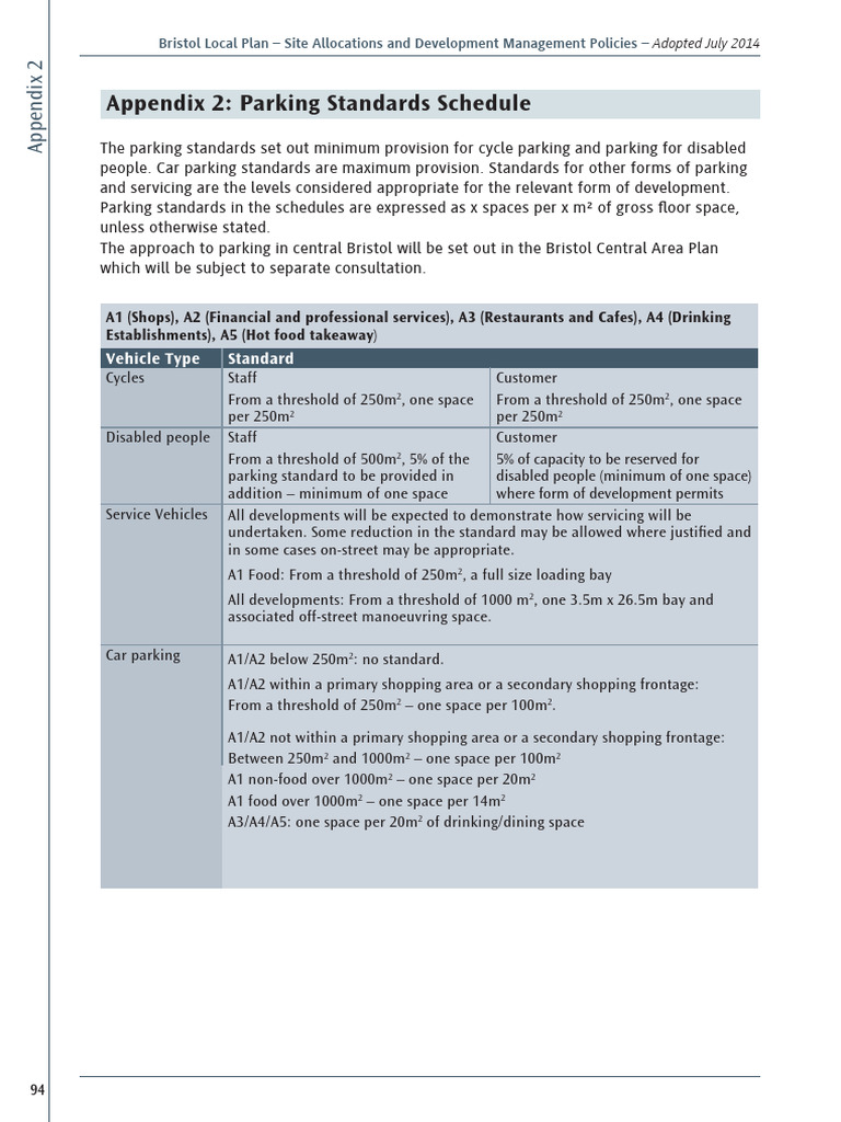 Bristol Parking Standards for Developments | PDF | Parking | Garage ...