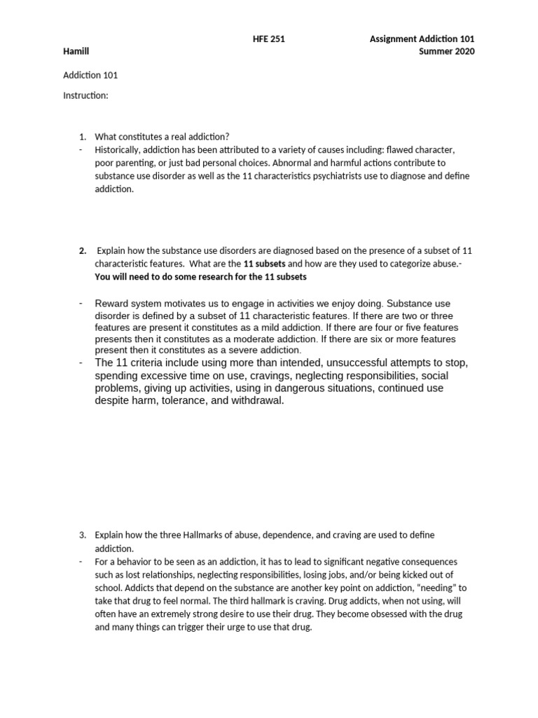 Addiction 101 Assignment (1) Updated | PDF | Substance Abuse | War On Drugs