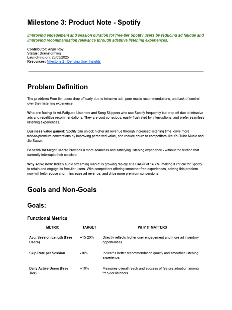 Enhance Spotify Free User Engagement | PDF | Spotify | Pricing