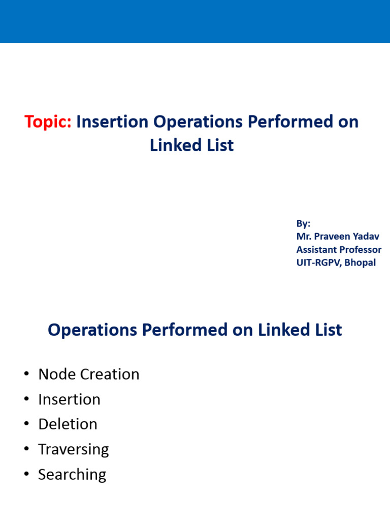 Insertion Operations Performed On Linked List-By Asst Prof Praveen ...