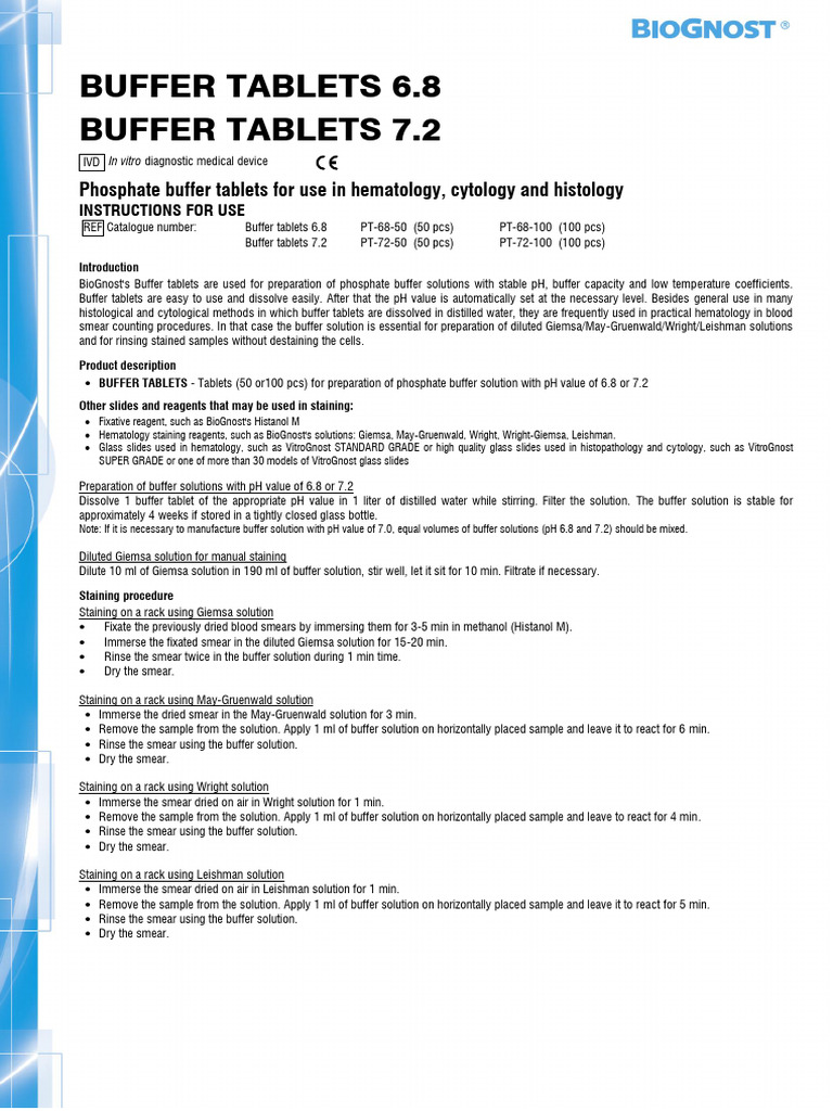 Buffer-tablets-IFU-V8-EN5 | PDF | Staining | Buffer Solution