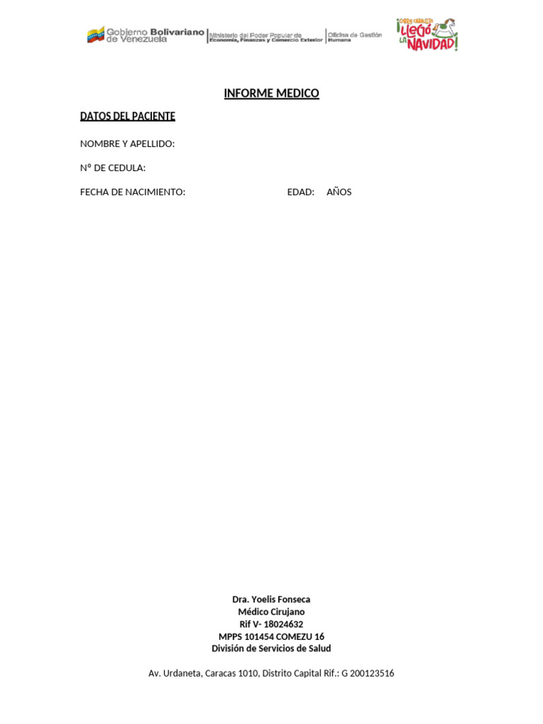 Informe Médico de Yoelis Fonseca | PDF