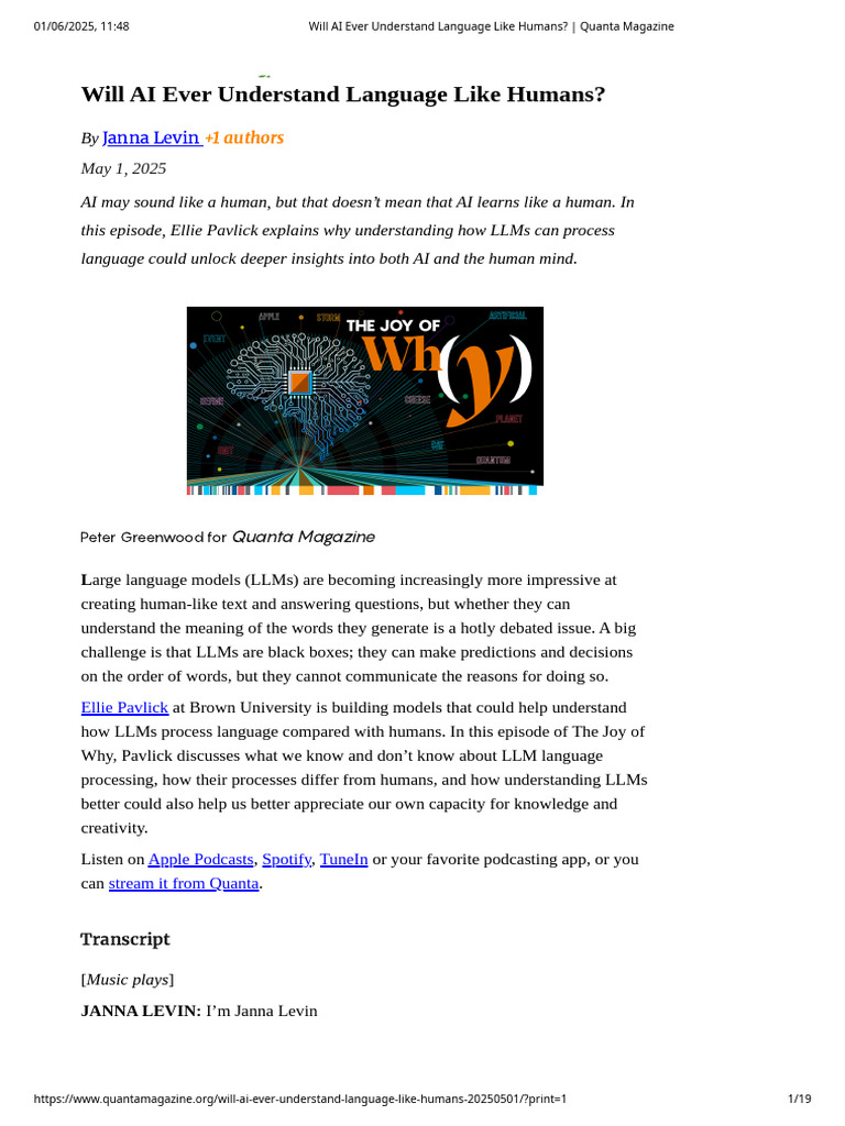 AI Language Understanding vs. Humans | PDF | Artificial Intelligence ...