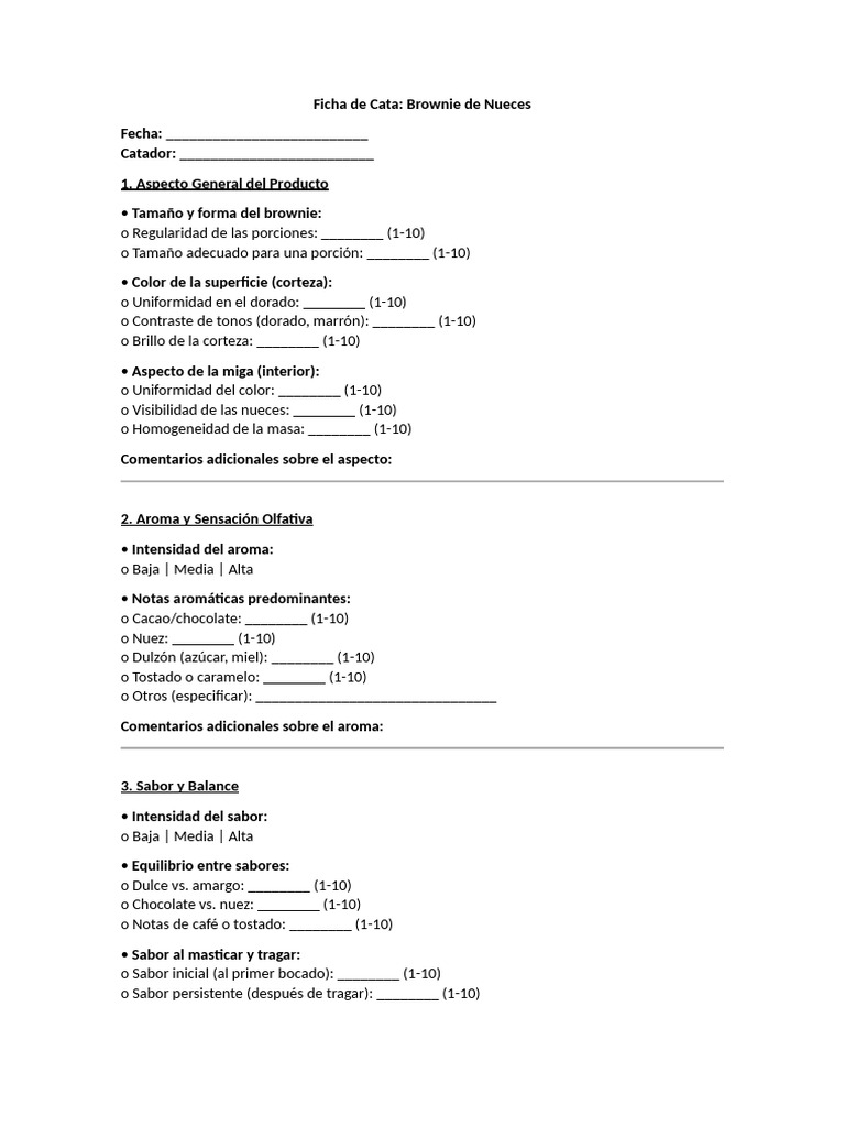 Ficha de Cata | PDF | Nuez | Chocolate