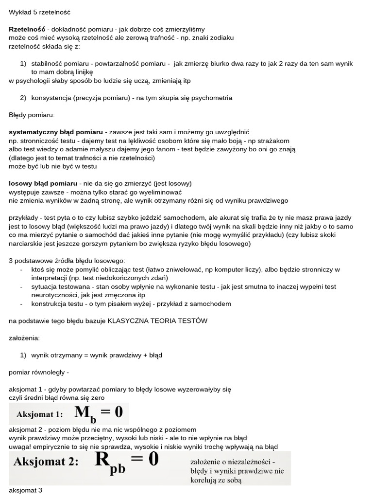 Psychometria 5 6 Wykład | PDF