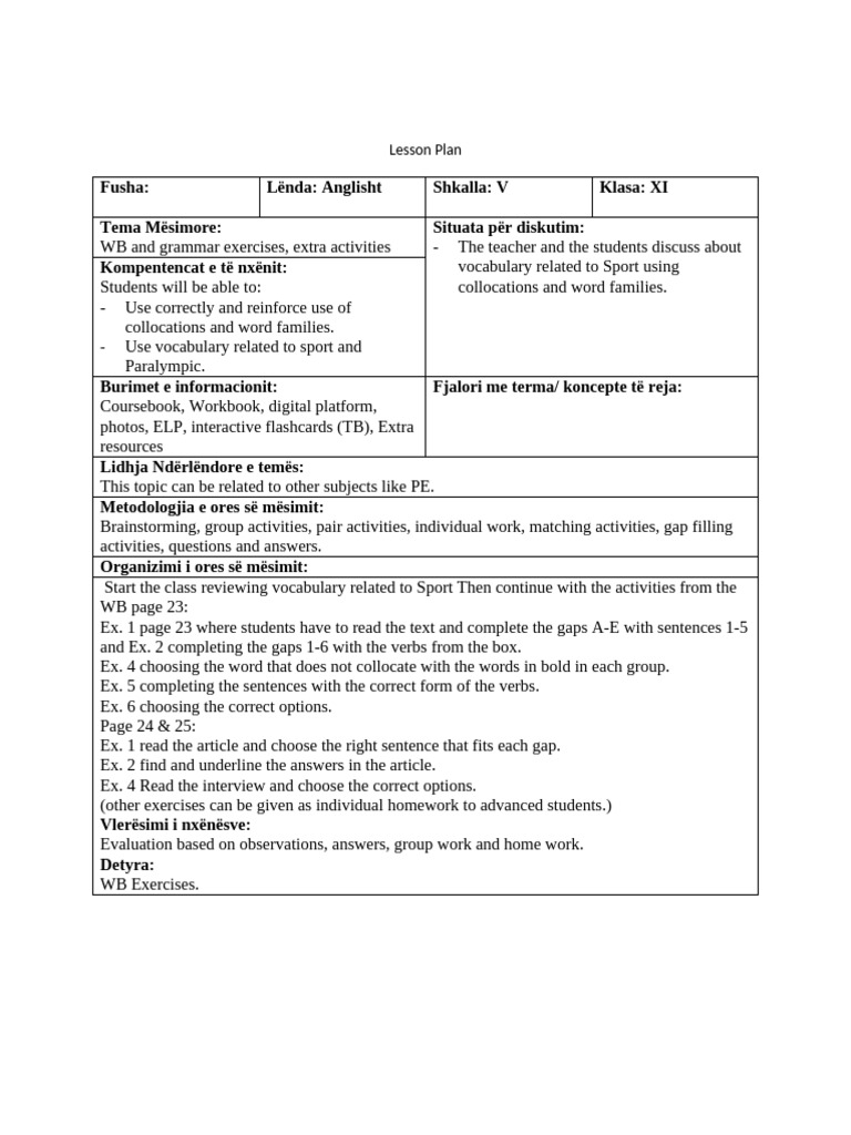 Lesson Plan No 5 | PDF