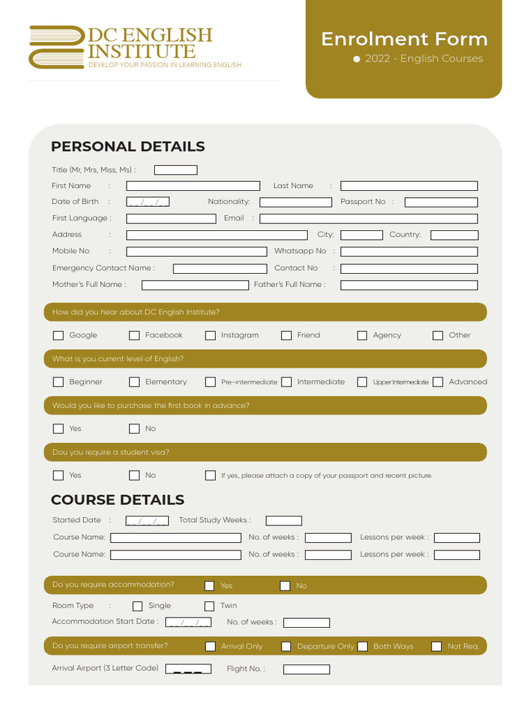 DC English Application Form | PDF