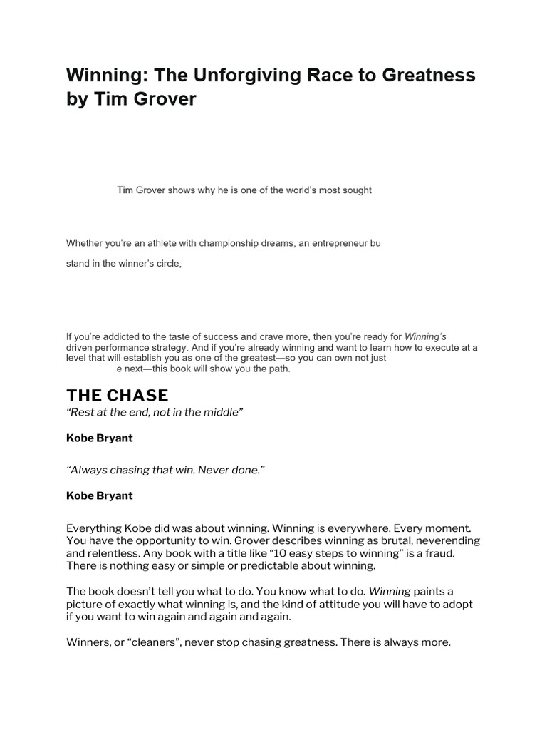 Winning by Tim Grover | PDF | Kobe Bryant | Psychology
