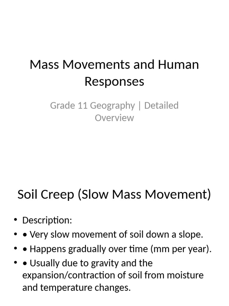 Mass Movements: Types and Responses | PDF