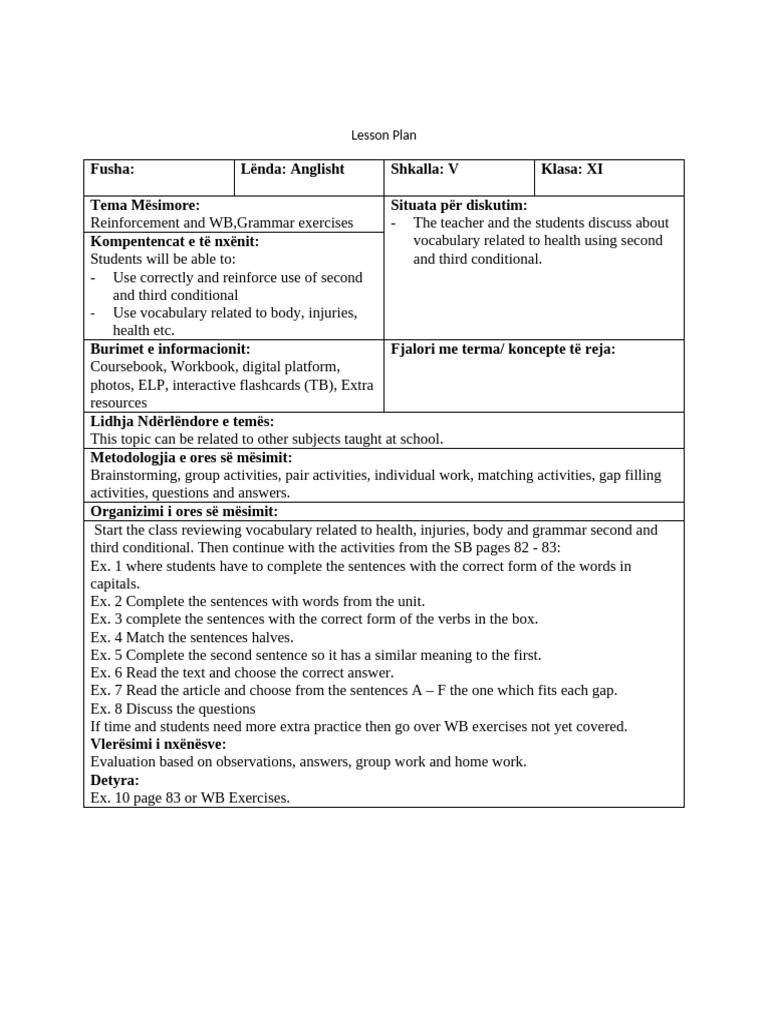 Lesson Plan No 8 | PDF