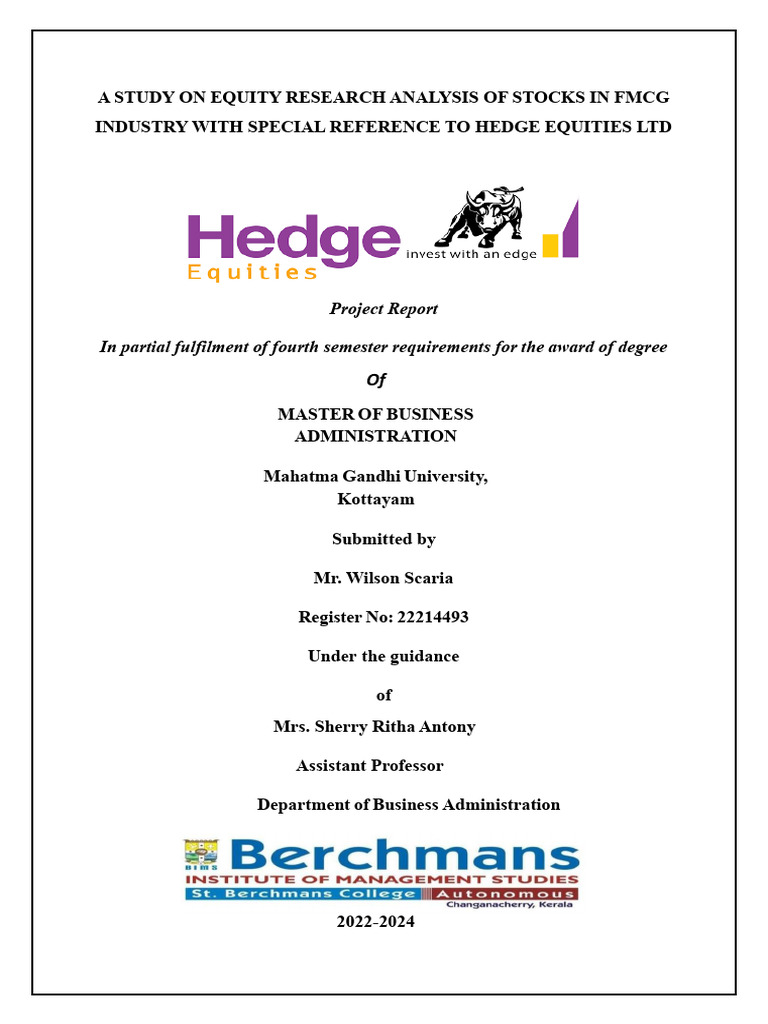 Equity Research in FMCG Sector Analysis | PDF | Futures Contract ...