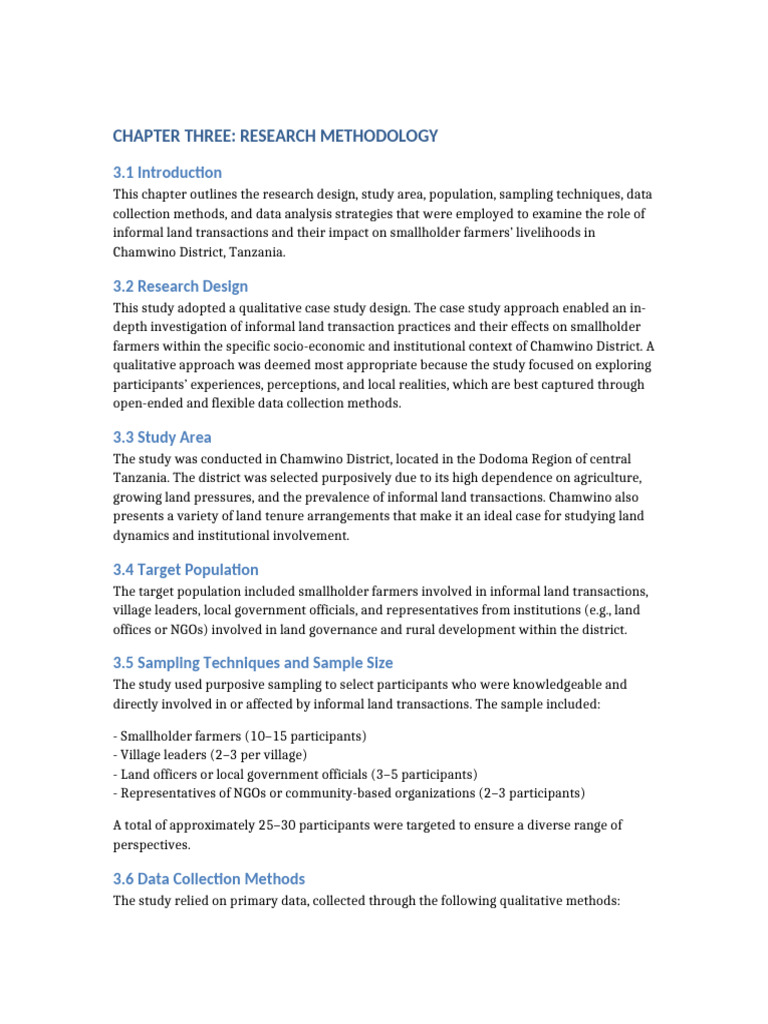 Research Methodology Chapter | PDF | Qualitative Research | Data