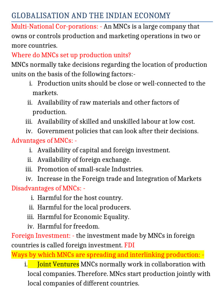 Ch-4 Globalisation and Indian Economy | PDF | World Trade Organization | Globalization