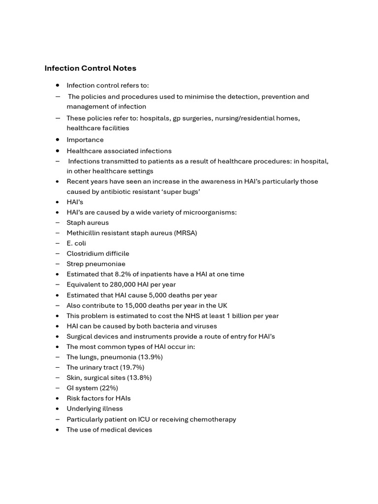Infection Control Notes PDF | PDF | Infection | Public Health