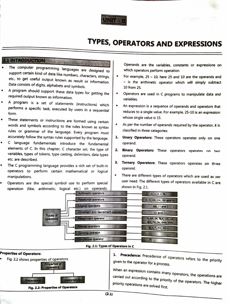 Unit 2 Types, Operators and Expressions - CPC | PDF | Variable (Computer Science) | Data Type