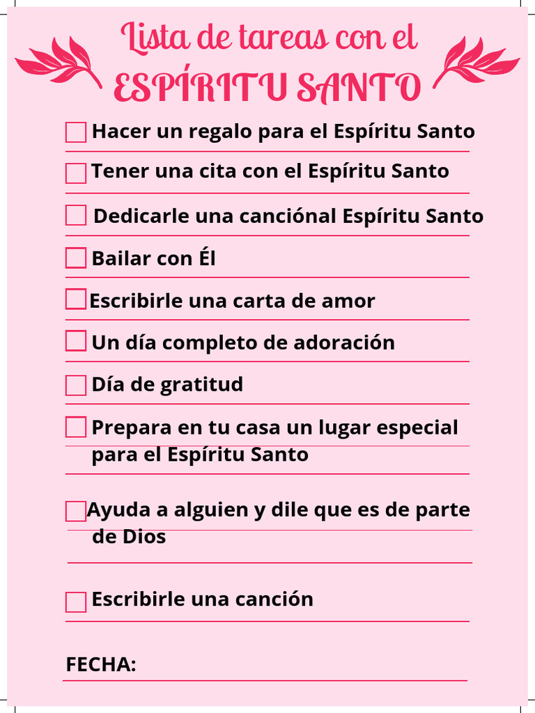Documento A4 Lista de Tareas Diarias Floral Rosa | PDF