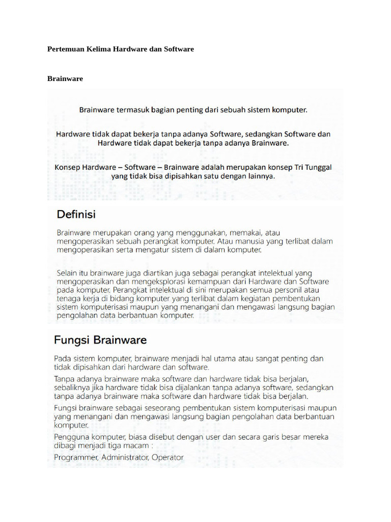 Pertemuan Kelima Hardware Dan Software | PDF