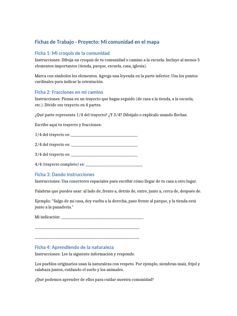 Fichas Trabajo Proyecto Mapas | PDF