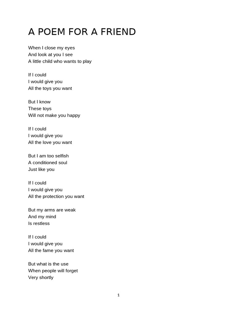 A Poem For A Friend | PDF
