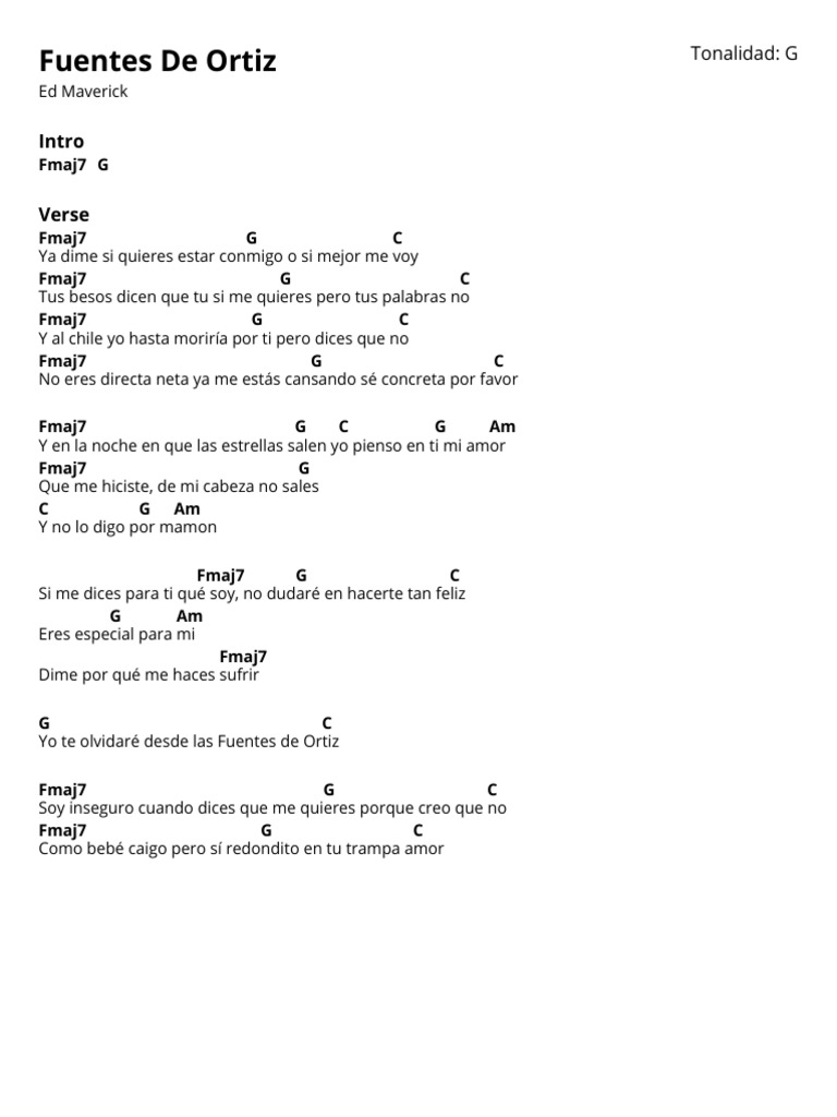 Fuentes de Ortiz-Ed Maverick LETRA ACORDES PDF | PDF