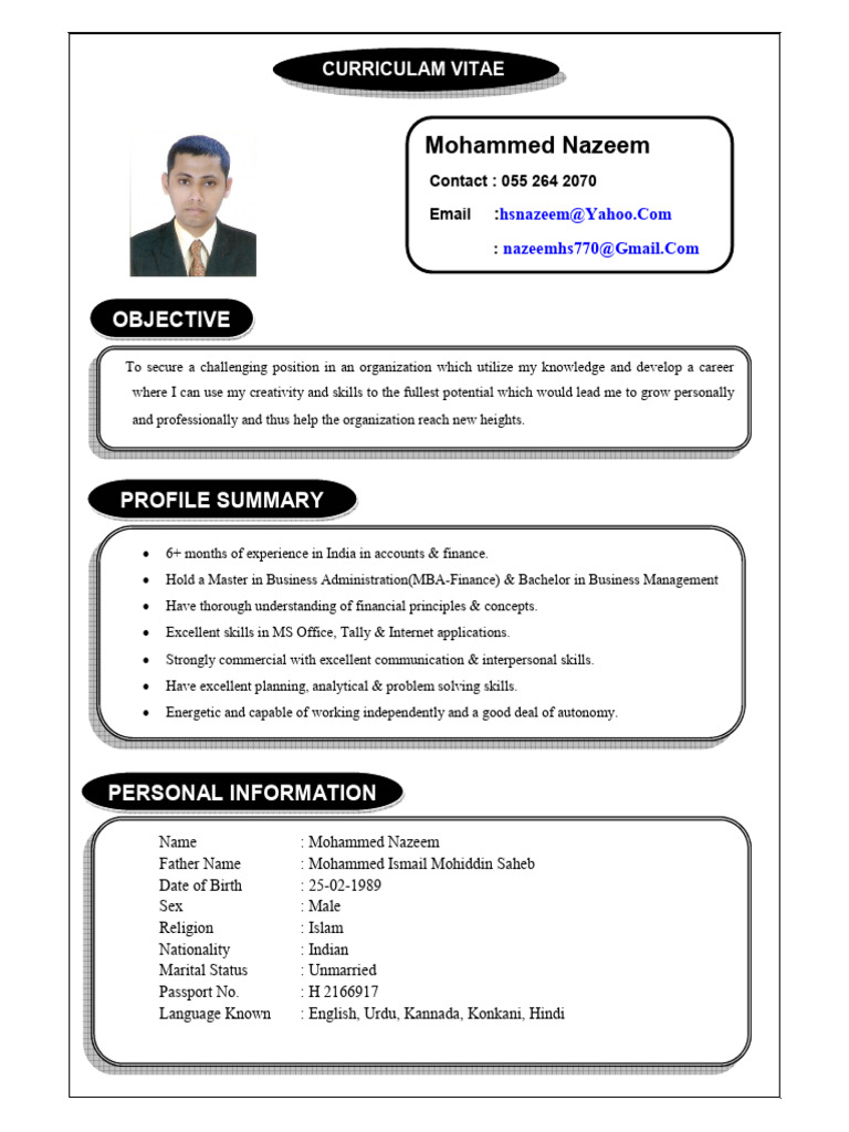 Mohammed Nazeem Resume Reference | PDF | Audit | Accounting