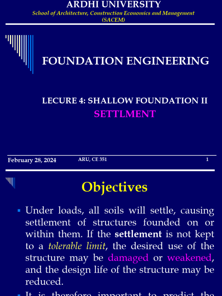 Lecture4 Shallow Foundation II Settlement Edited | PDF | Natural ...