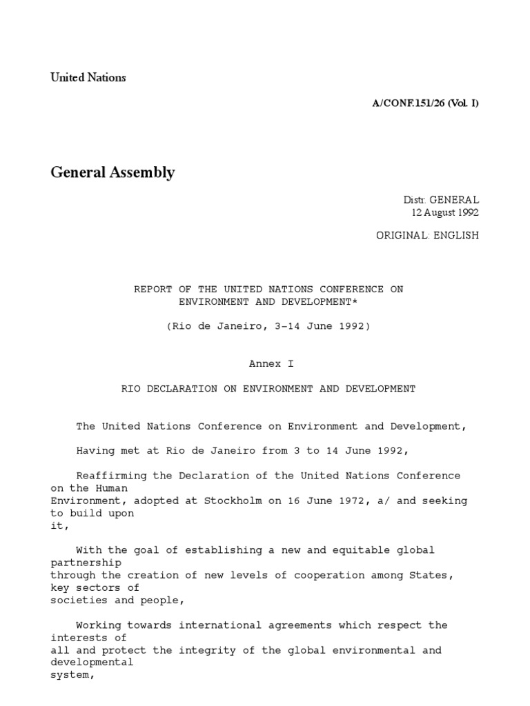 Rio Declaration | PDF | Sustainability | Sustainable Development