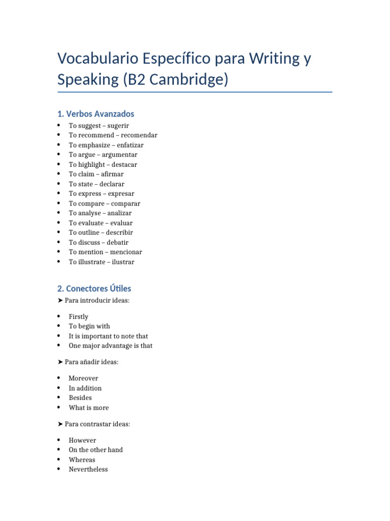 B2 Vocabulary for Writing and Speaking | PDF