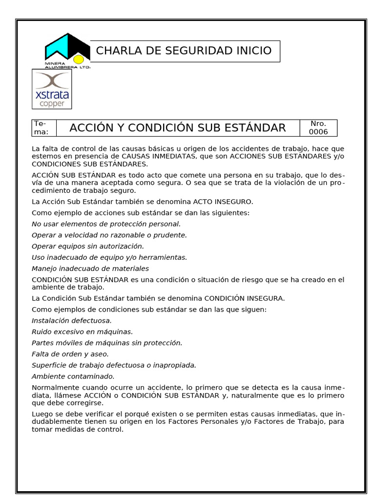 0006 - Acción y Condición Sub Estándar | PDF
