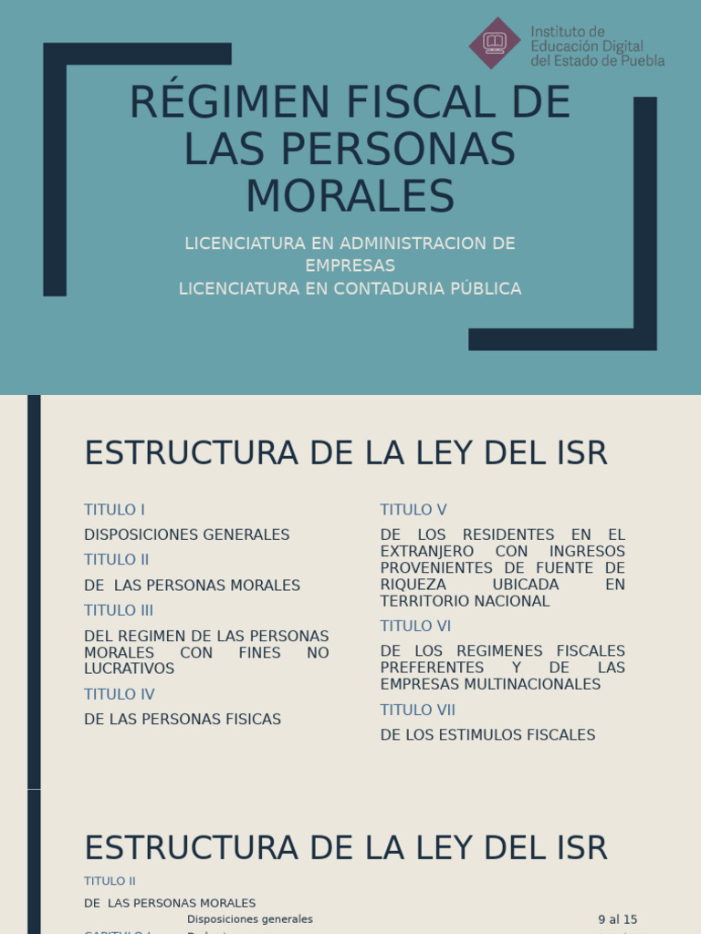 Régimen Fiscal para Personas Morales | PDF | Impuesto sobre la renta ...