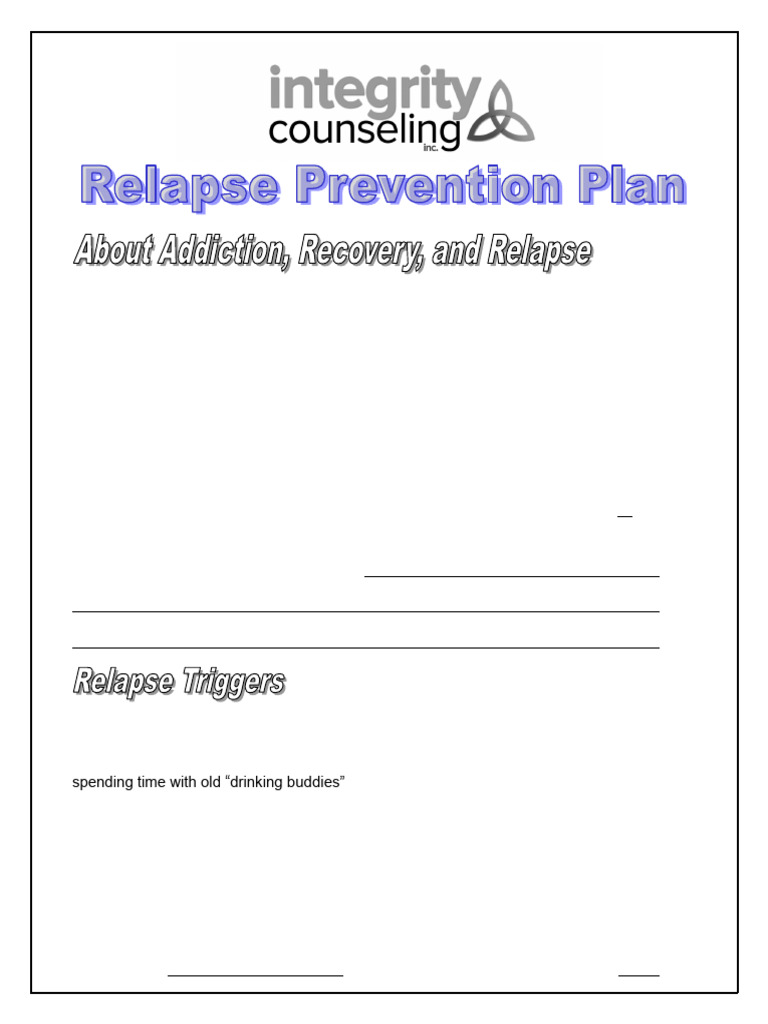Eating Disorder Relapse Prevention Plan | PDF | Relapse | Twelve Step ...