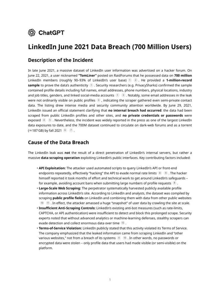 700 Million LinkedIn User Data Leak | PDF | Linked In | Security