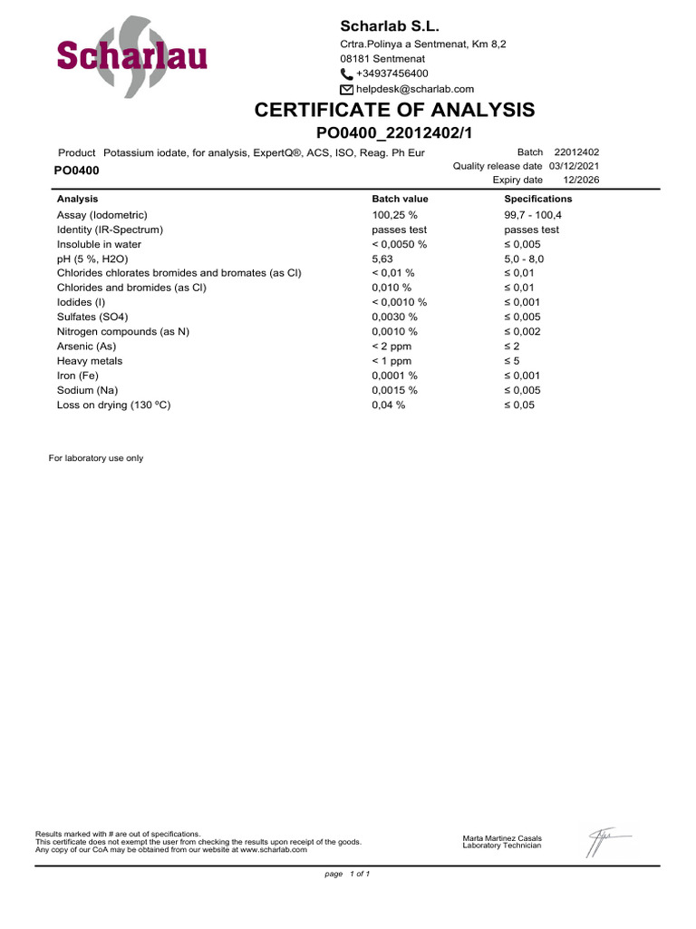 Yodato de Potasio P-(O,Xi)-04 | PDF | Analytical Chemistry | Iodine