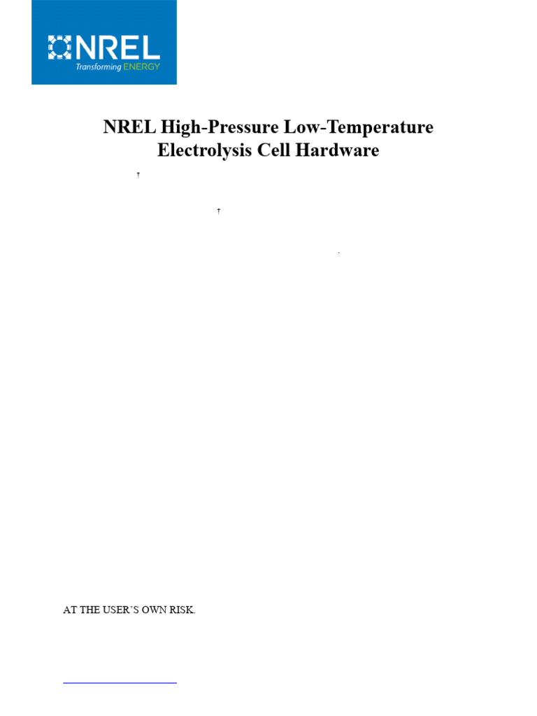 NREL High-Pressure Electrolysis Cell Design | PDF | Anode | Cathode