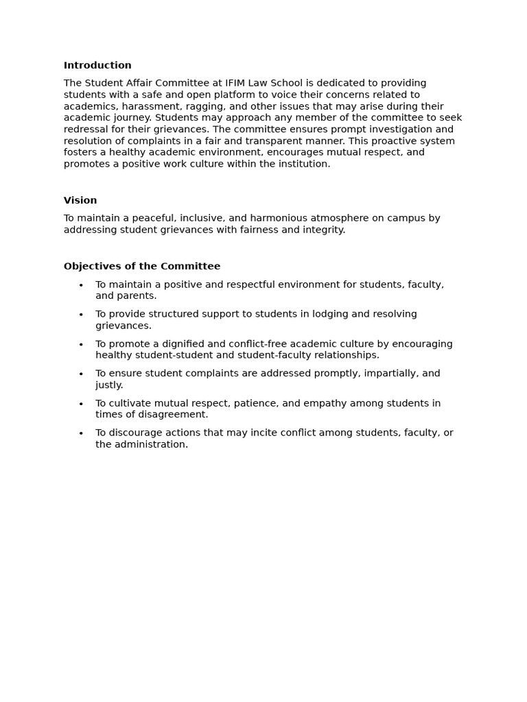 Student Affairs Committee | PDF