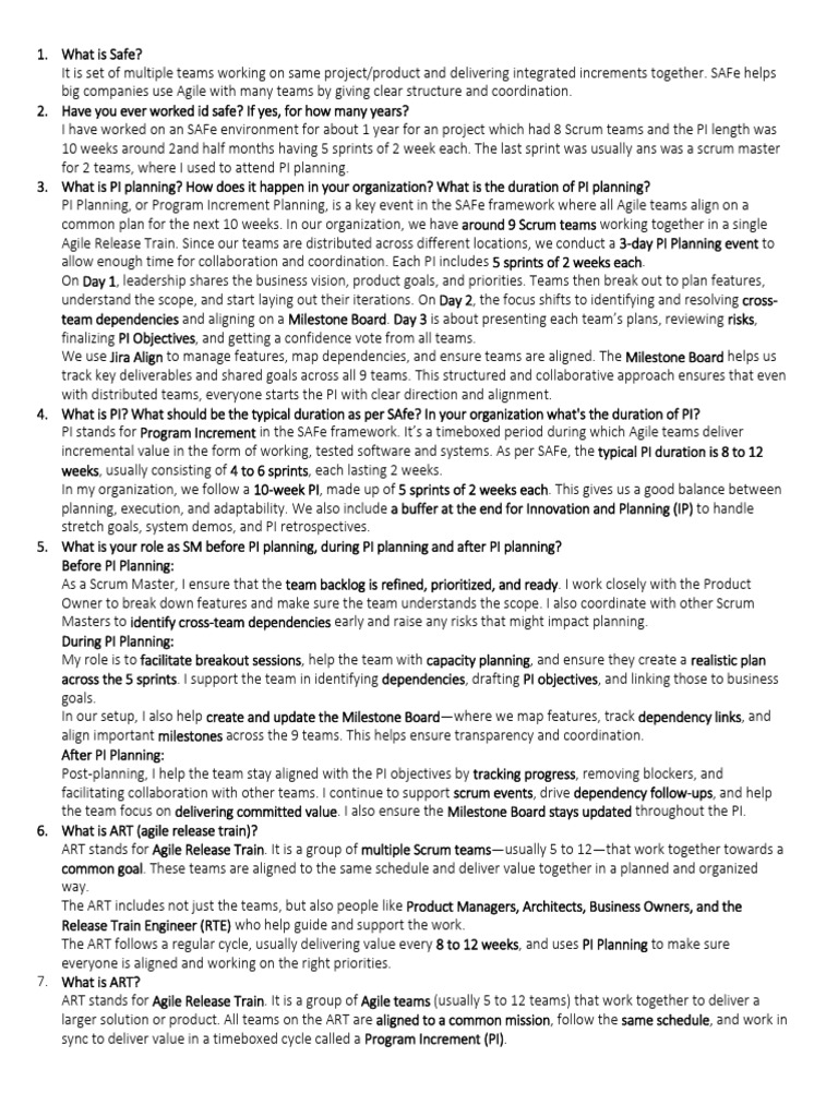 SAFe Question Assignment - 14jun2025 | PDF | Scrum (Software Development) | Agile Software ...