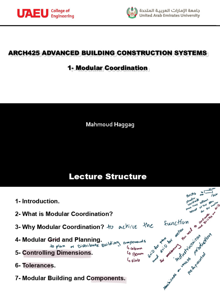 ARCH 425 - L1 - Modular Coordination-M. Haggag | PDF | Dimension | Geometry