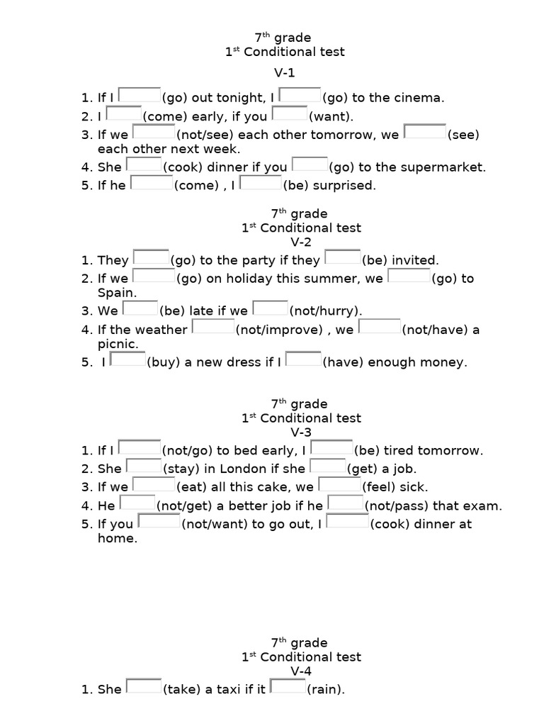 7th Grade-Test-1st Conditional | PDF | Chess Theory | Chess