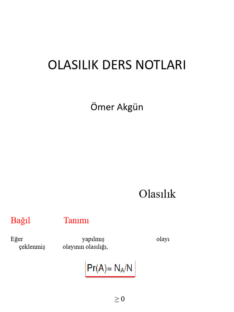 Olasilik Ders Notlari 2023 | PDF