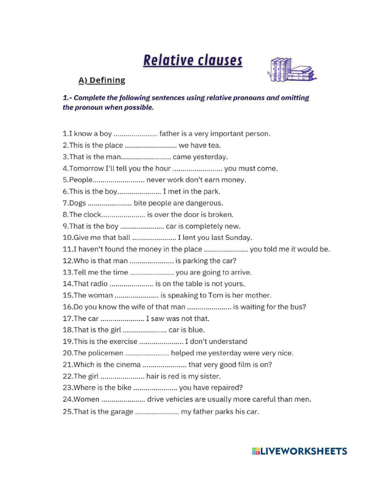 Worksheet Relative Clauses | PDF
