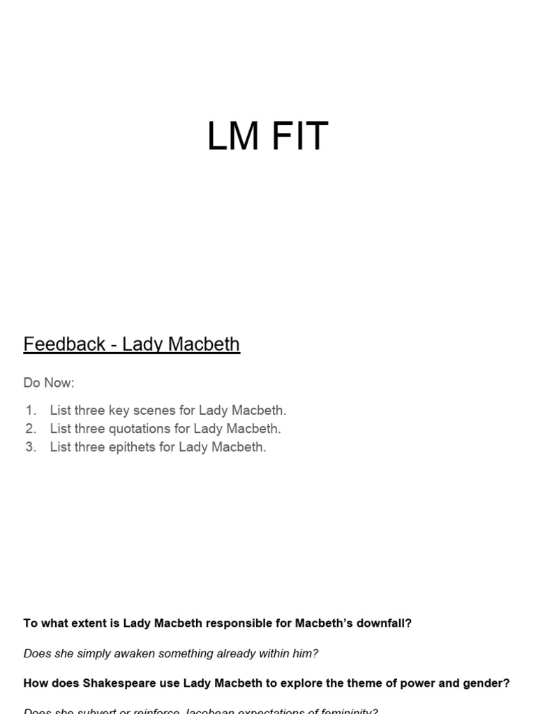 Lady Macbeth Lesson | PDF