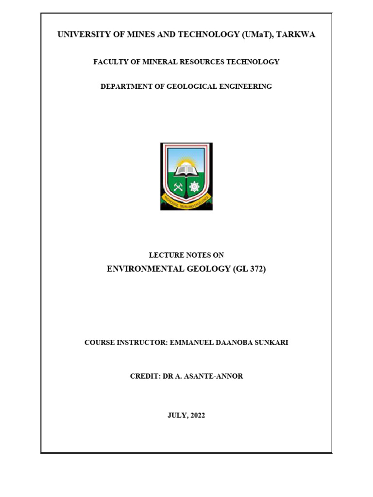 Environmental Geology Course Notes | PDF | Natural Disasters | Earthquakes