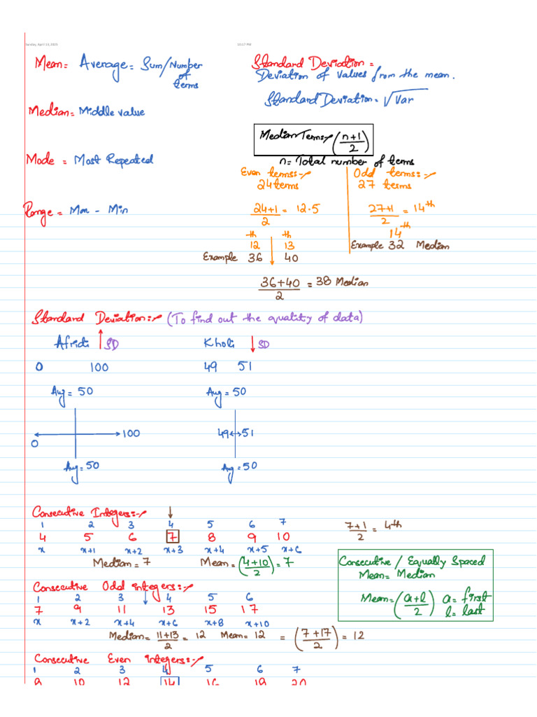 Mean Median Mode and Standard Deviation Class # 5.Mp4 | PDF