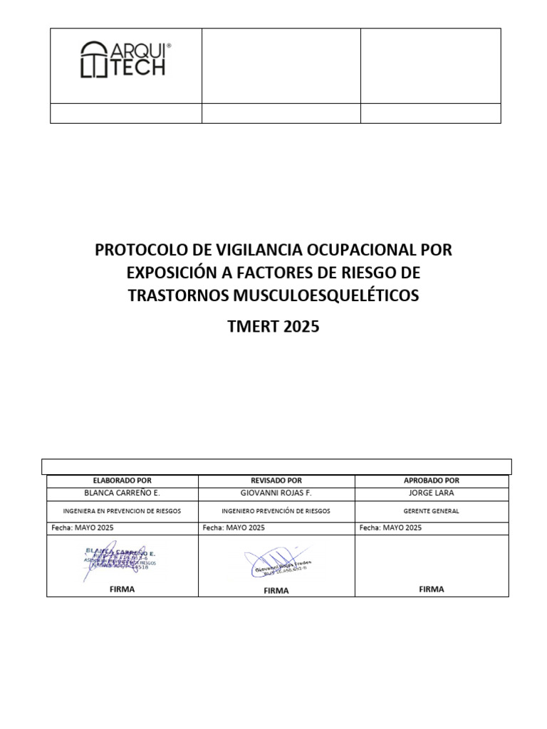 Programa Protocolo Tmert 2025 | PDF | Vigilancia | Asistencia sanitaria preventiva