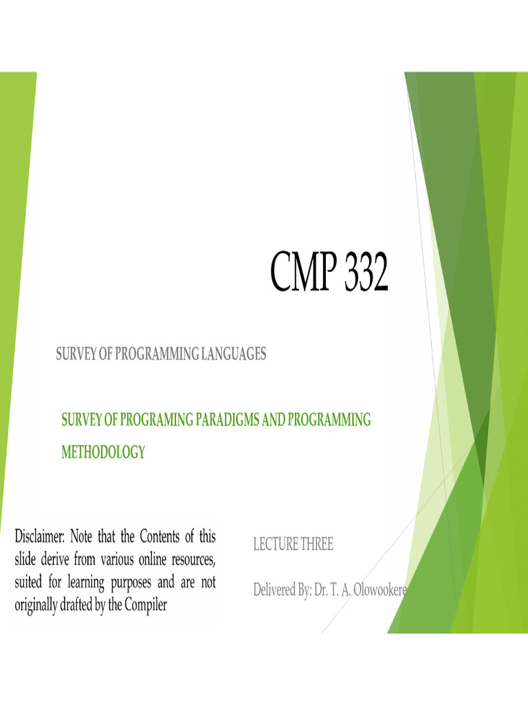 CMP 332-Lect-3 | PDF | Programming Paradigms | Computer Programming