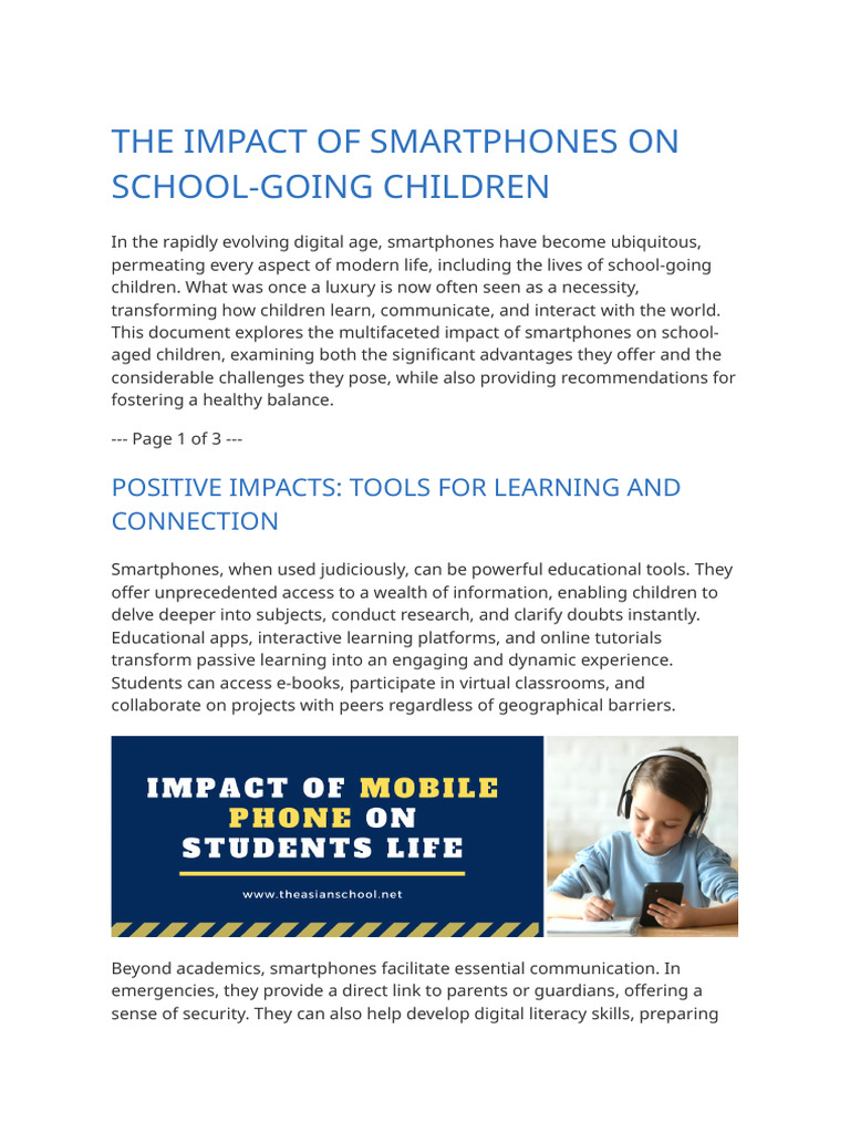 Smartphones' Effects on School Children | PDF | Psychological Concepts ...